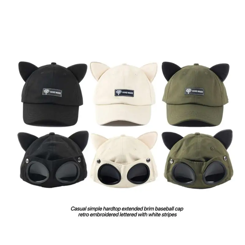 2023 New Glasses Baseball Hat Women Men Cat Ears Sun Visor Cap Autumn ...