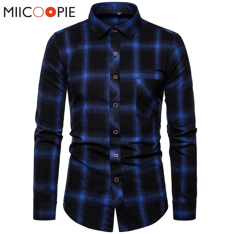 Mens Clothing Blouse Blue Gradient Striped Men Dress Shirt Tops Casual ...