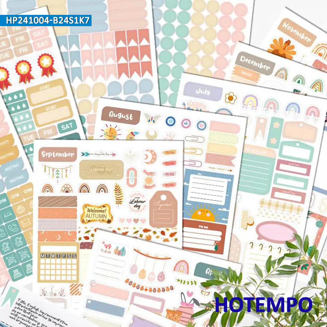 1700Pieces BOHO Style Year Plan Cute Cartoon Scrapbook Planner Stickers ...