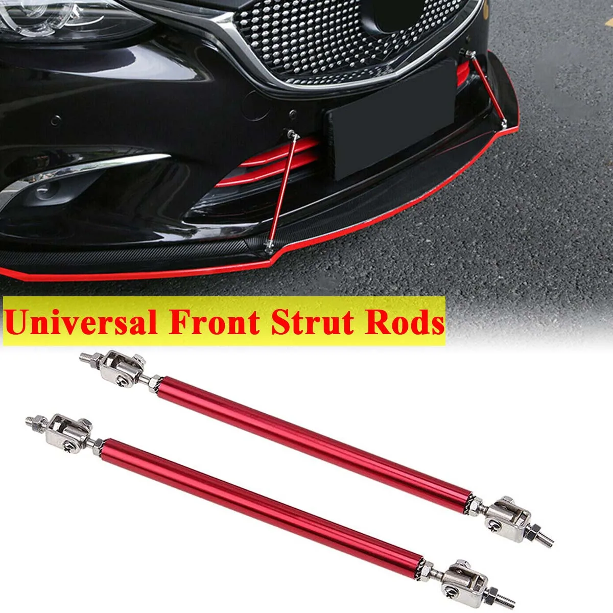 Adjustable 15cm Car Racing Front Bumper Lip Spoiler Support Tie Bar ...