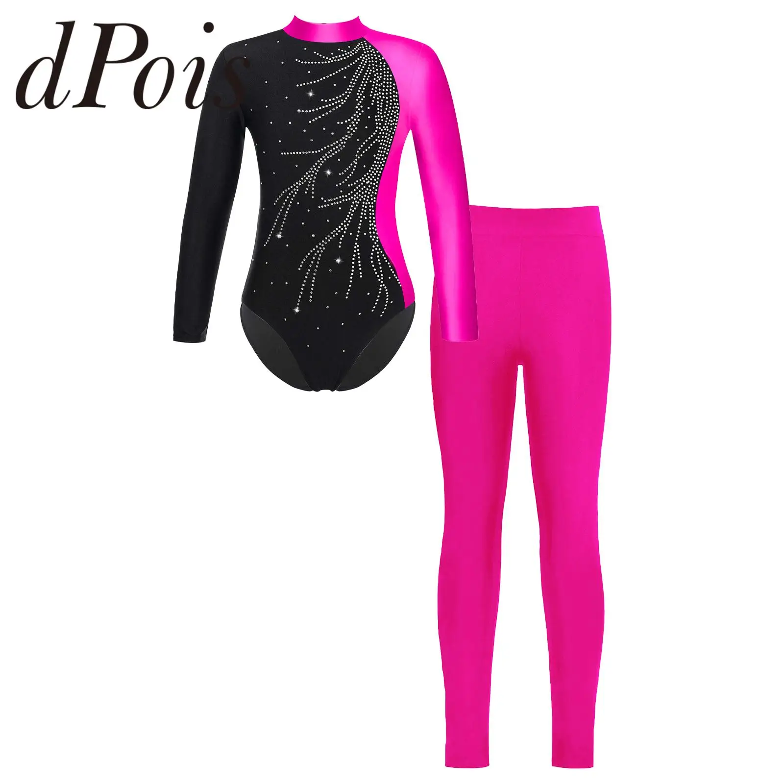 Gymnastics Jumpsuit for Girl Dancewear Sets Kids Long Sleeve Gymnastic ...