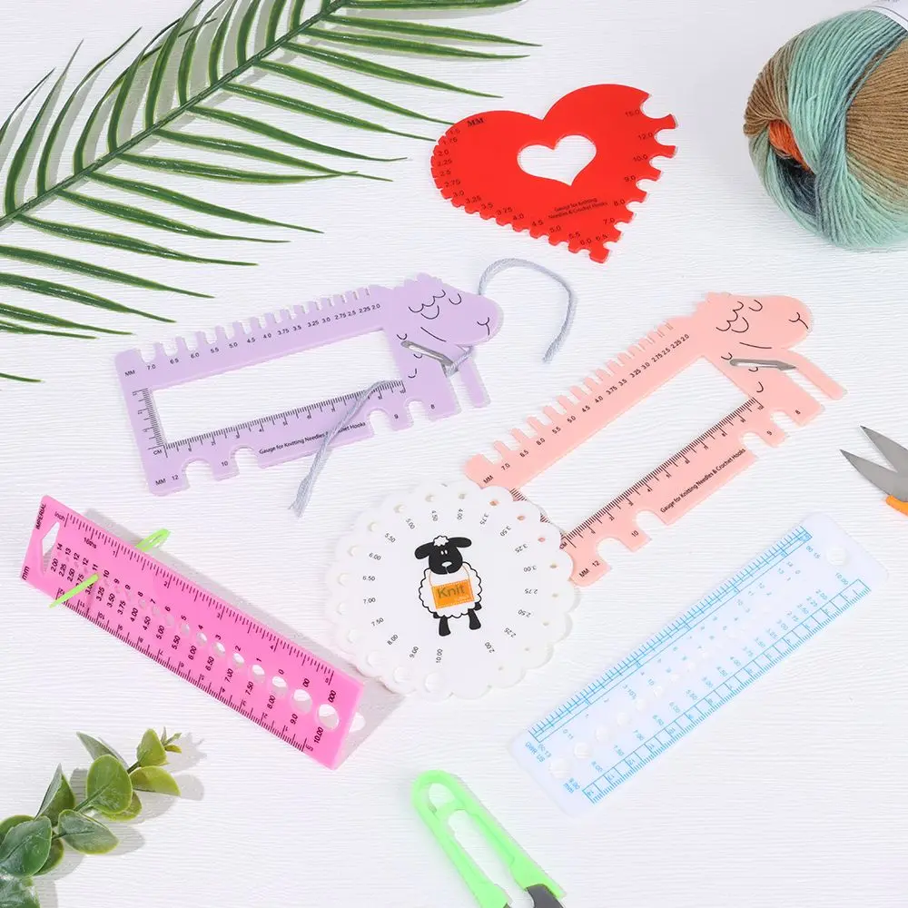 Sheep Head Gauge With Scissors Pink Purple Color Gauge For Knitting ...