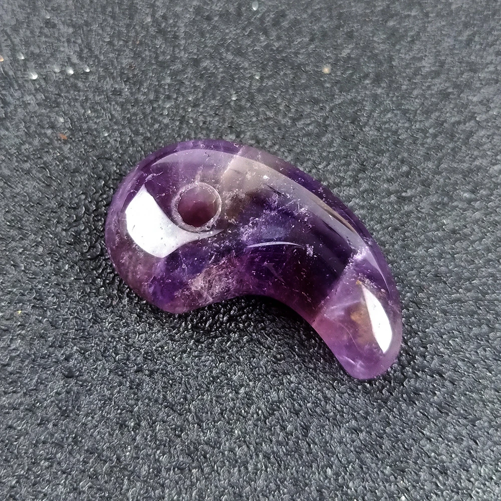 Natural Amethyst Comma Magatama Pendant Beads Tai Chi Yin Yang Fish ...