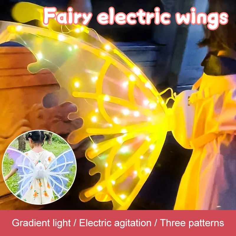 Electric Butterfly Wings For Girls Light Up Wings With Music Iridescent ...