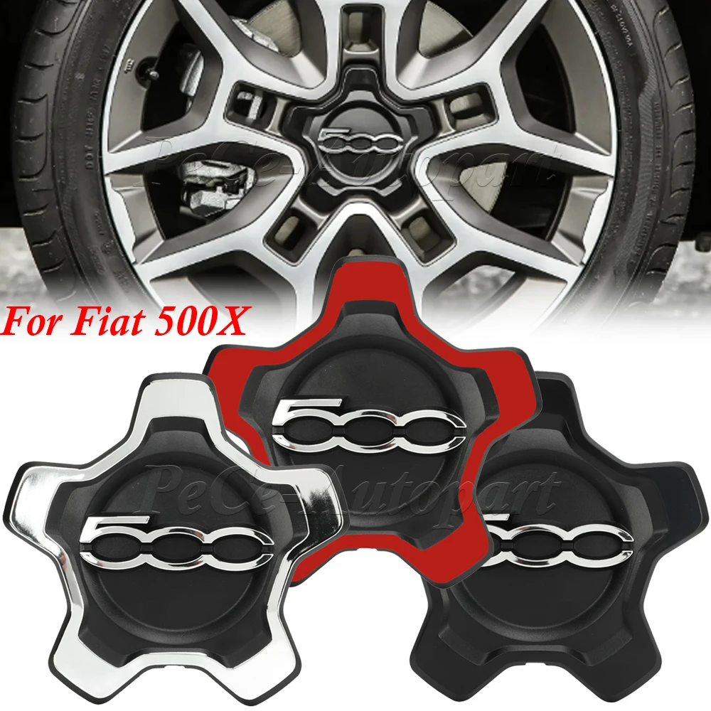 For-Fiat-500x-Silver-Black-Red-Hubcap-Cupping-735626312-735626311 ...