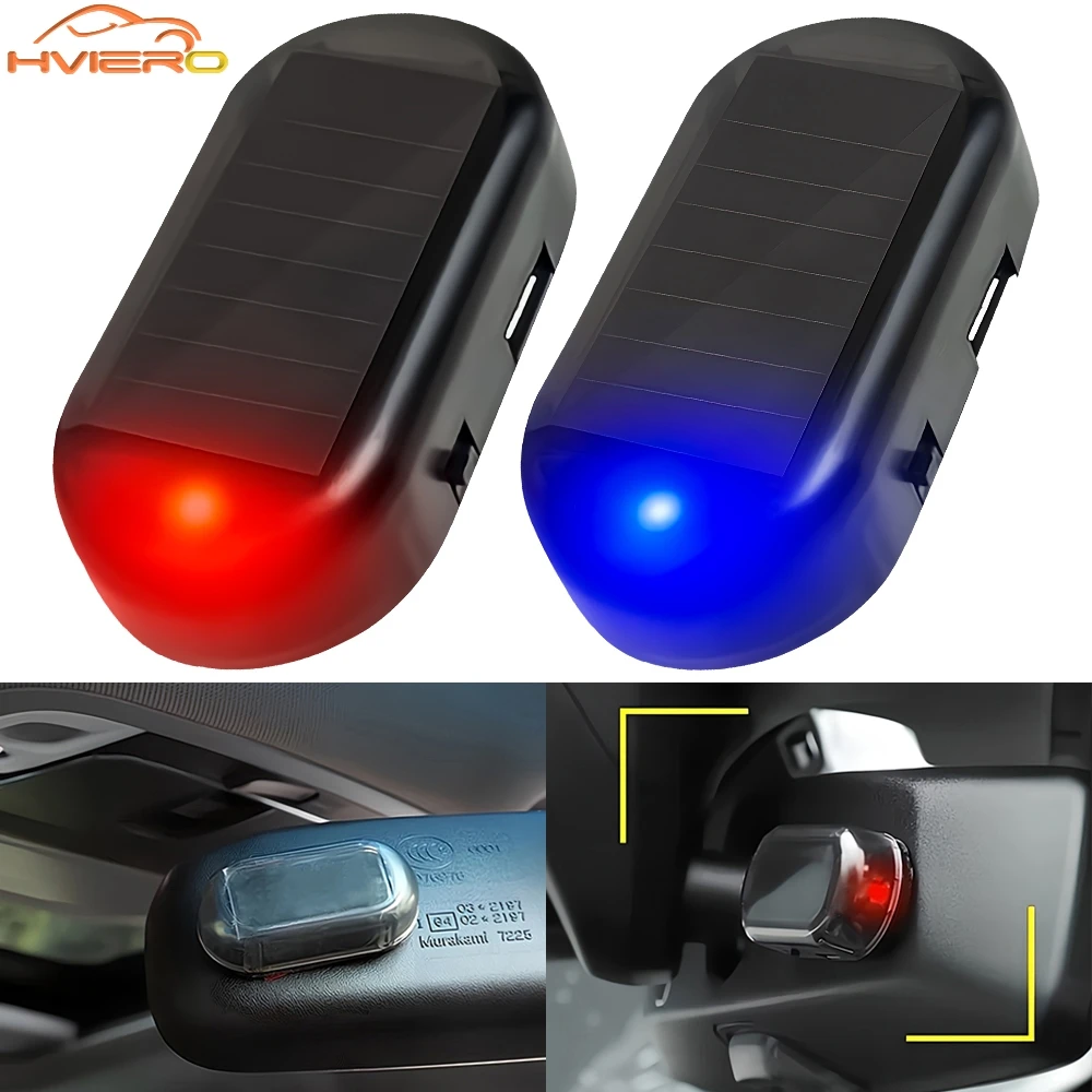 1Pcs Car Fake Security Light Solar Powered Simulated Dummy Alarm ...