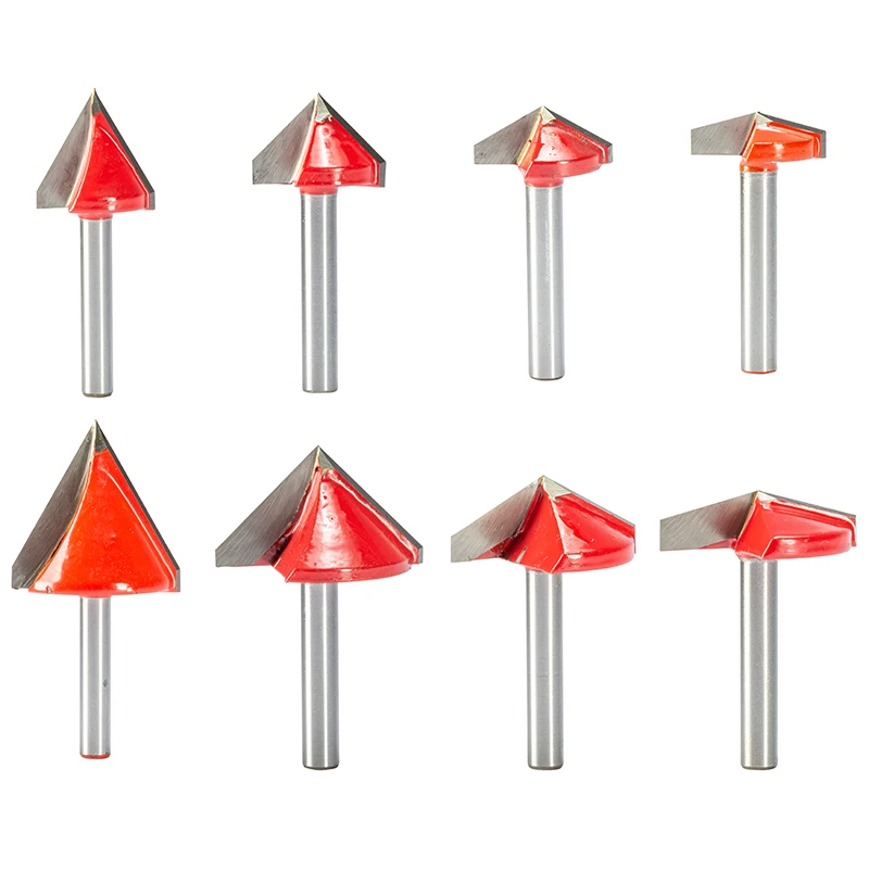 5pcs 6mm 8mm V Bit CNC Solid Carbide End Mill Tungsten Steel ...