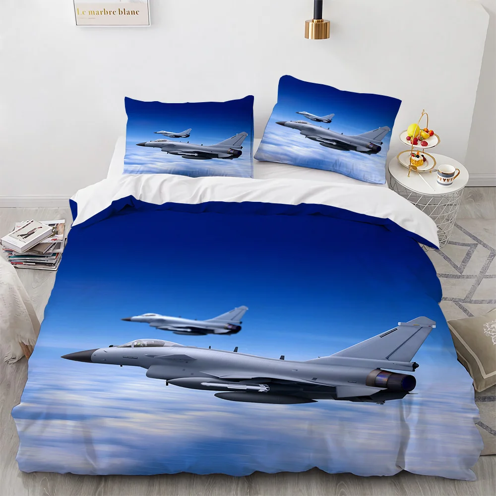Boy-Airplane-Fighter-Duvet-Cover-Sky-Pattern-Polyester-Bedding-Set-for ...