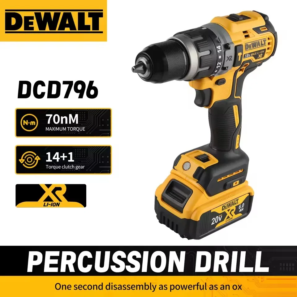 Dewalt Dcd796 Compact Cordless Brushless Impact Drill Led Light ...