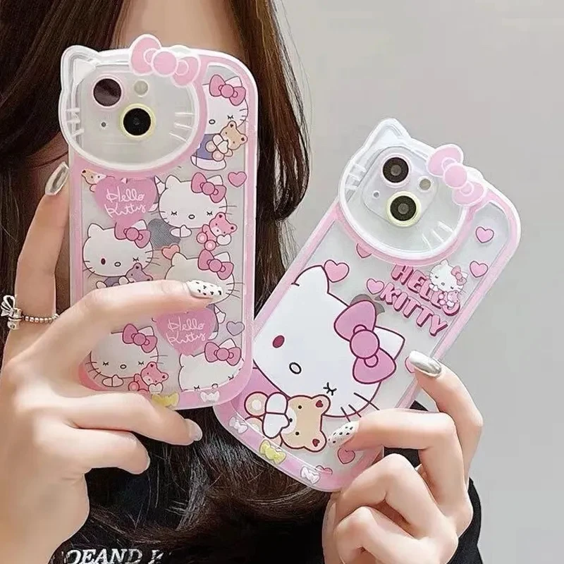 Sanrio-funda-de-Hello-Kitty-para-iPhone-carcasa-transparente-de-lujo ...