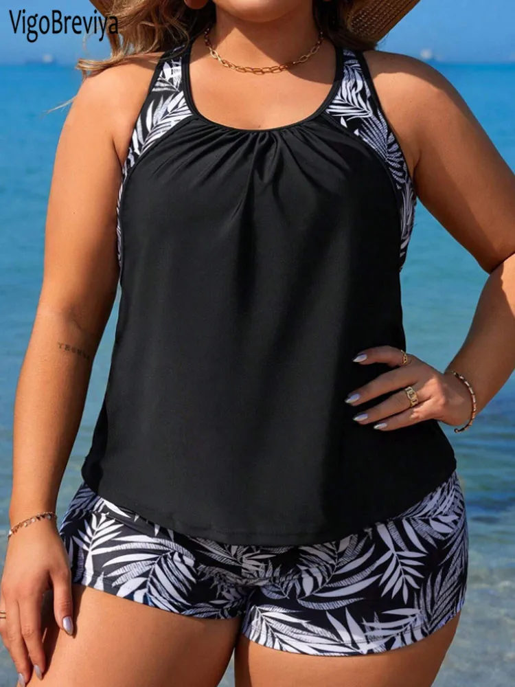VigoBreviya 2025 Print Patchwork Two Piece Plus Size Tankini Set Women ...