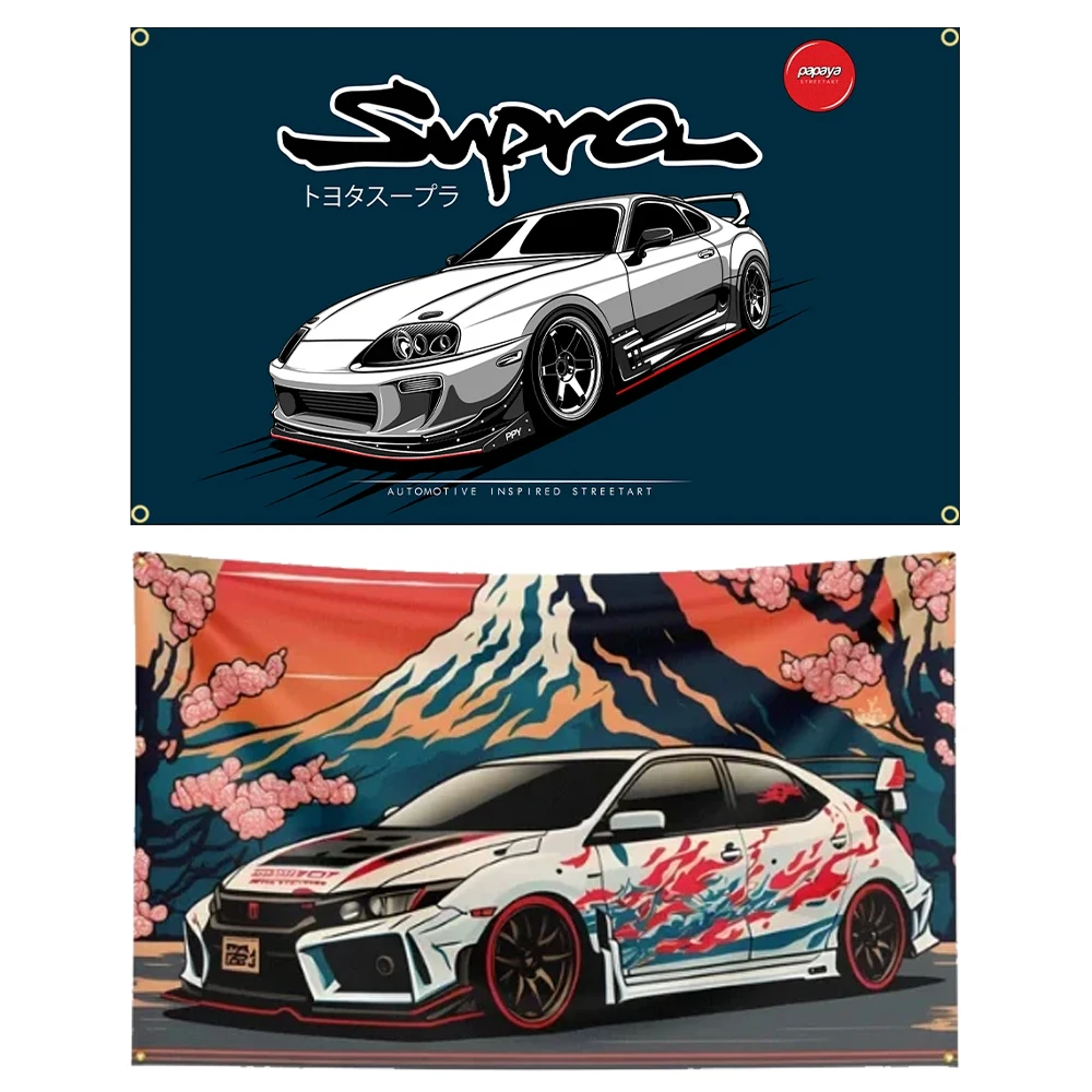 90x150CM-3X5Ft-JDM-CAR-Flag-Polyester-Printed-Racing-Banner-Garage-or ...