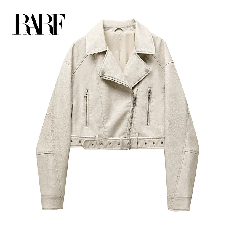 RARF-2024New-Coal-graysty-le-Women-s-washed-leather-jacket-with-belt ...