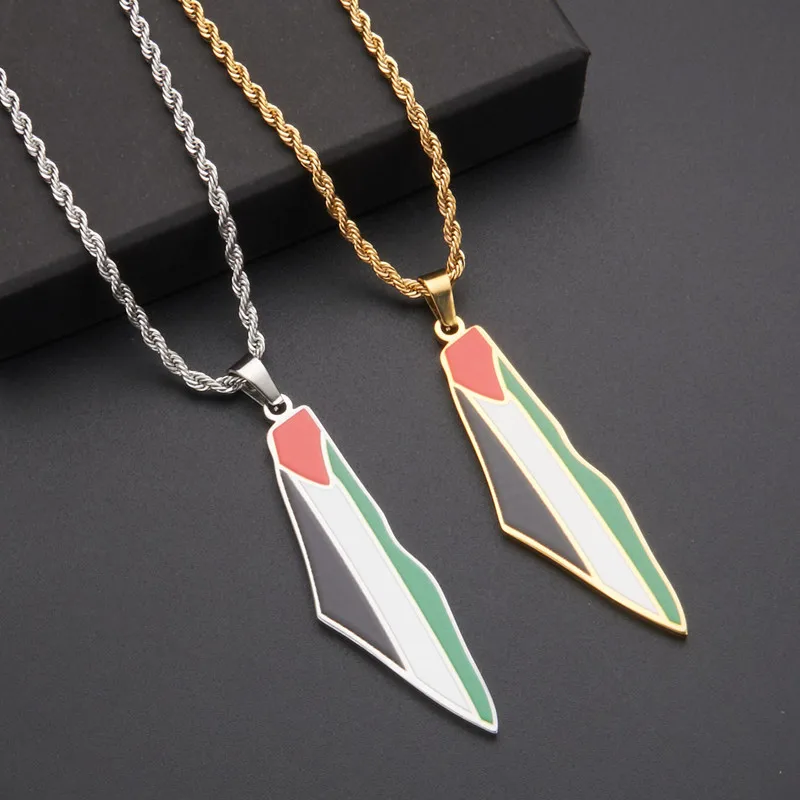 YQ 316L Stainless Steel Palestine Pendant Chain Necklace For Men Women ...