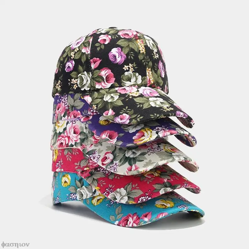 Colorful-Flower-Printed-Woman-Accessories-Baseball-Cap-Cotton-Sunshade-Outdoor-Snapback-Women-s ...