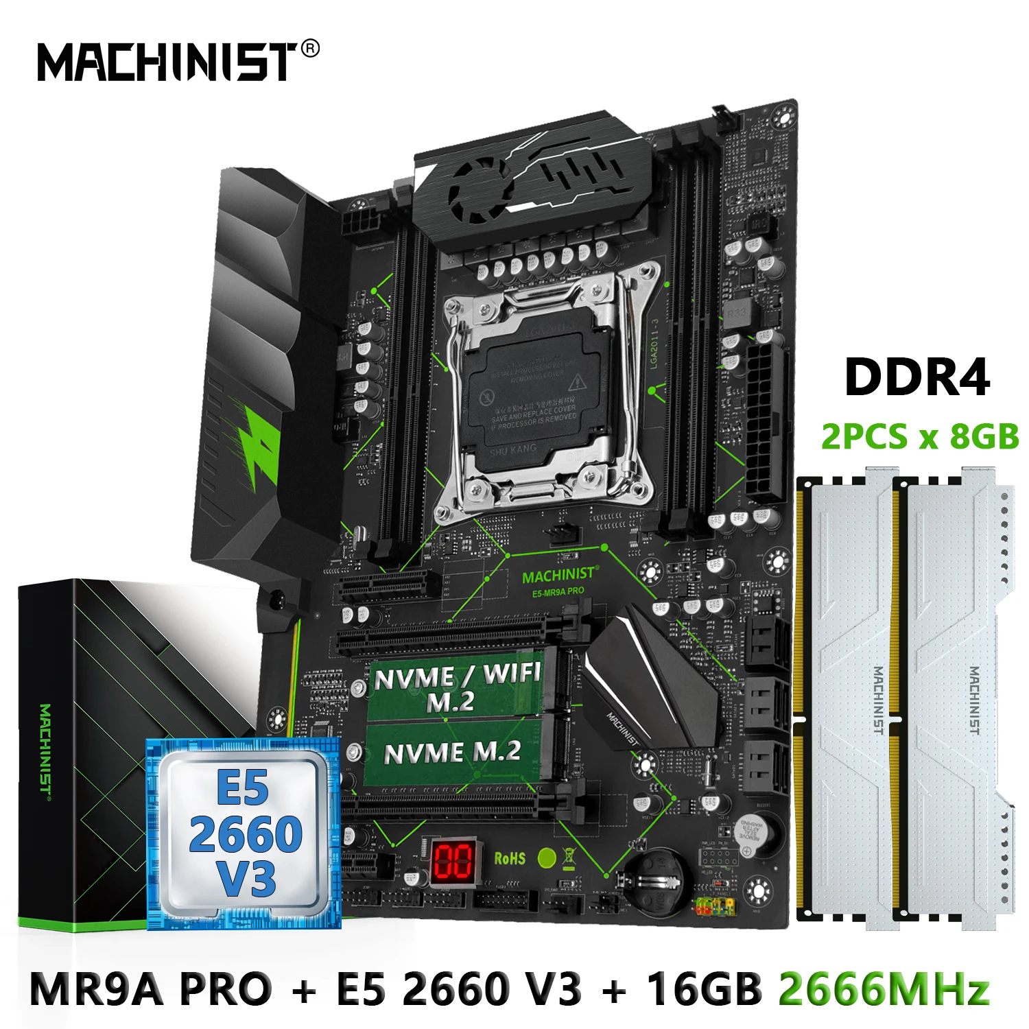 MACHINIST X99 Placa-mãe Combo Set Kit Com LGA 2011-3 Xeon E5 2660 V3 ...