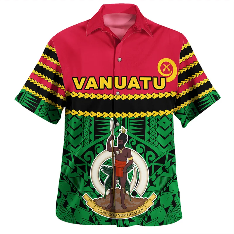 Vanuatu Polynesian Hawaiian Shirt For Men 3d Printed Loose Short ...