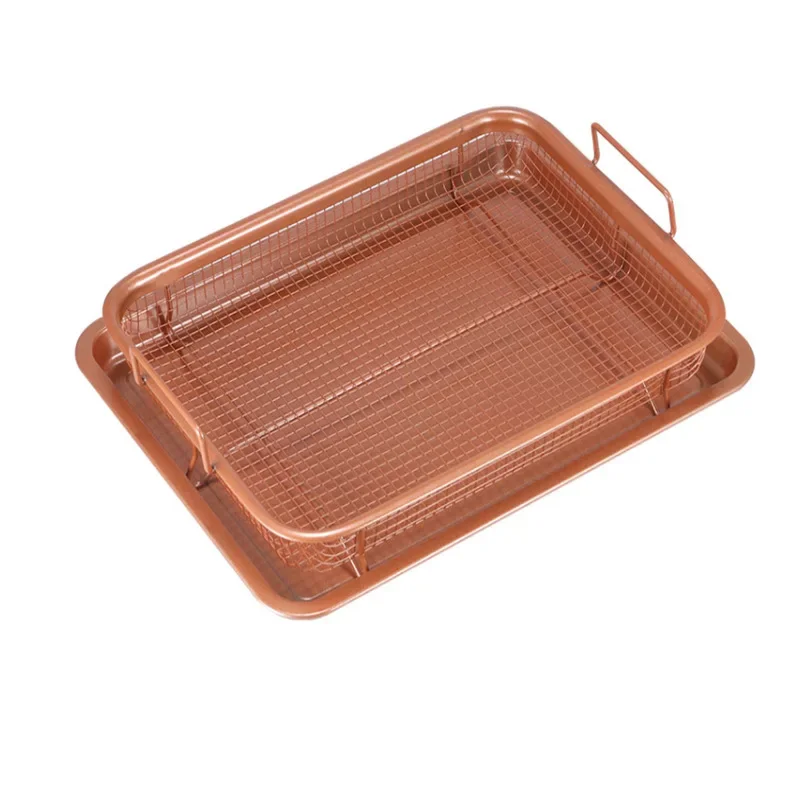 Oil-Frying-Baking-Pan-Copper-Baking-Tray-Grill-Crispy-Mesh-Non-stick ...
