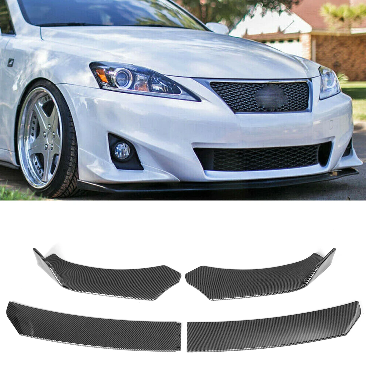 4pcs Front Bumper Lip Side Spoiler Splitter Chin Body Kit For Lexus ...
