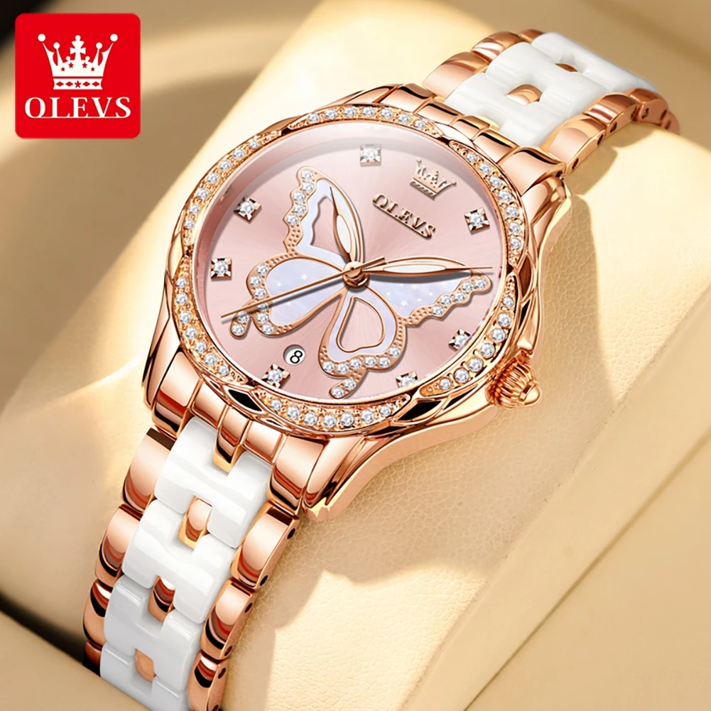 OLEVS-5610-Women-s-Watches-Diamond-Butterfly-Design-Dial-Ceramic-Strap ...
