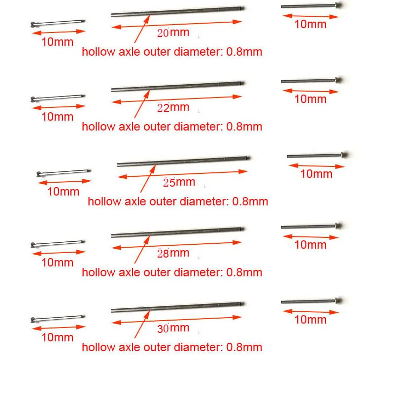 1/64 Diecast Alloy Car Wheels Axle 0.8x20mm/22mm/25mm/28mm/30mm Hollow ...