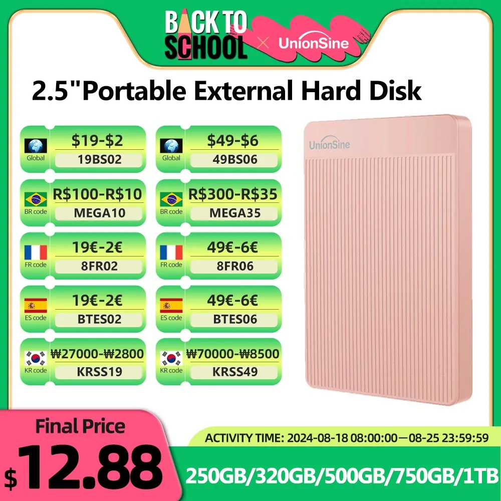 UnionSine-HDD-Pink-2-5-Portable-External-Hard-Drive-320gb-500gb-750gb ...