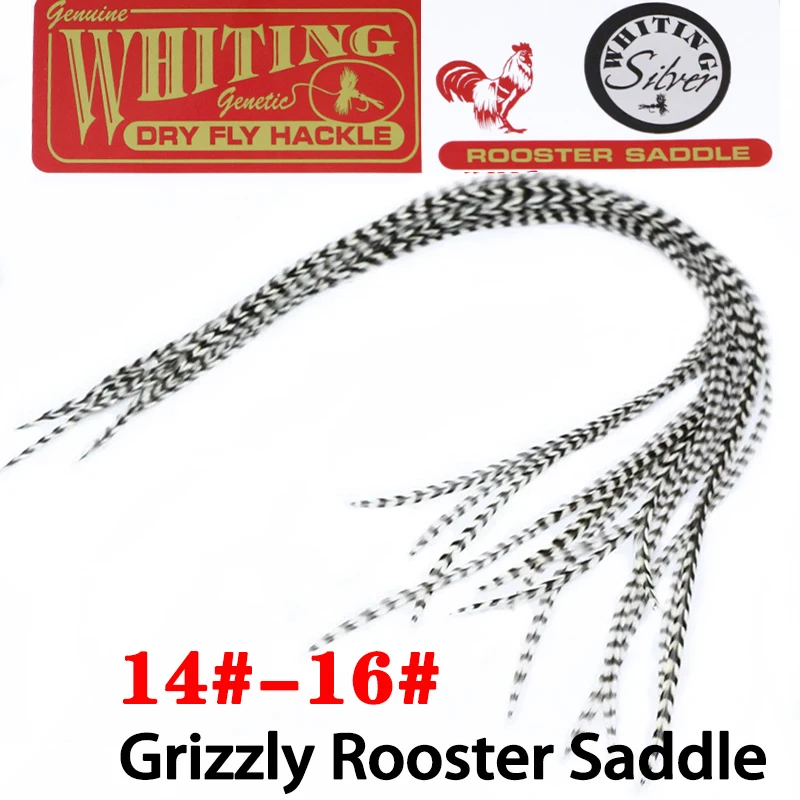 10feathers-silver-12-14-long-dry-fly-tying-feathers-black-white-grizzly ...