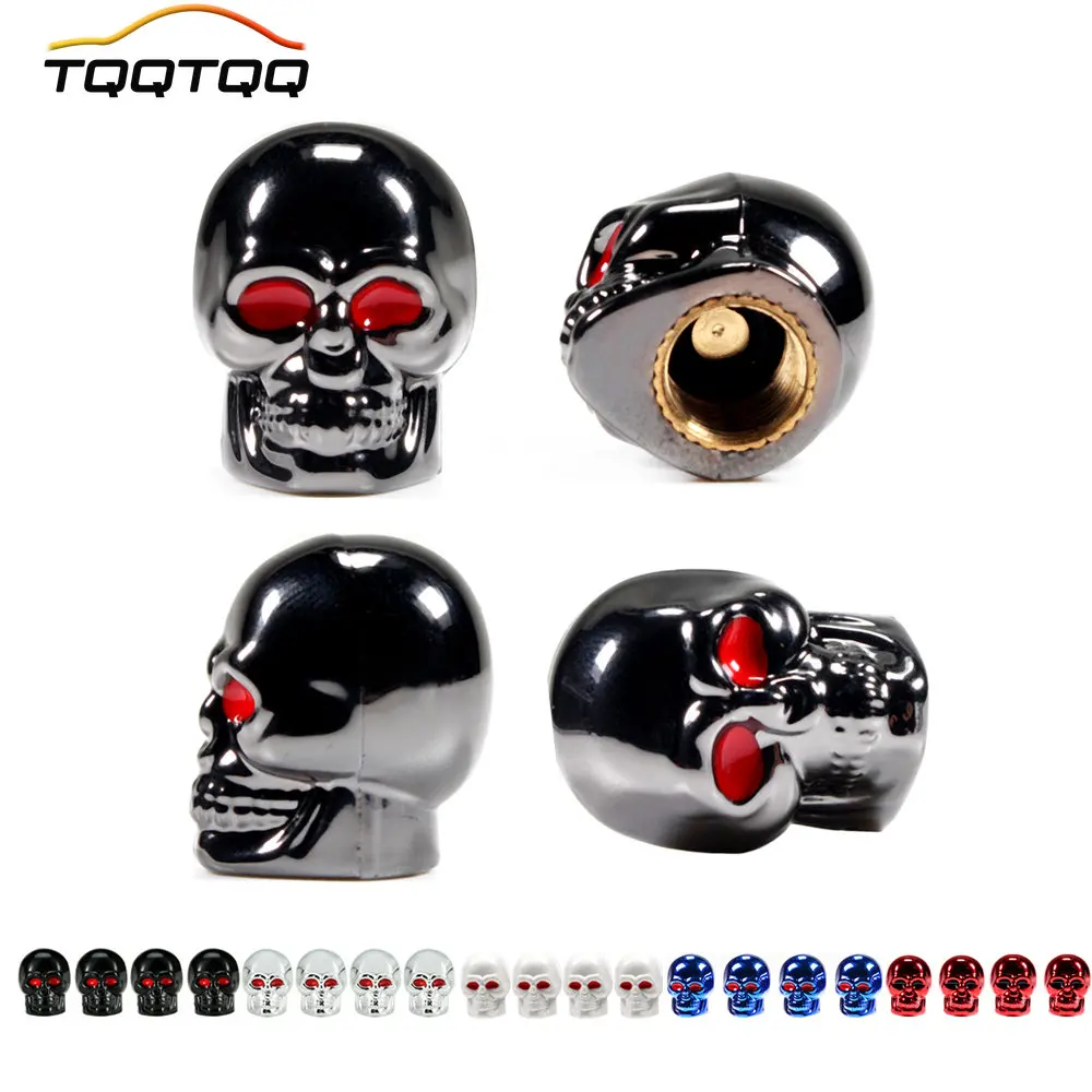 4Pcs Skull Tire Valve Caps Antirust Copper Core Air Caps Cover ...