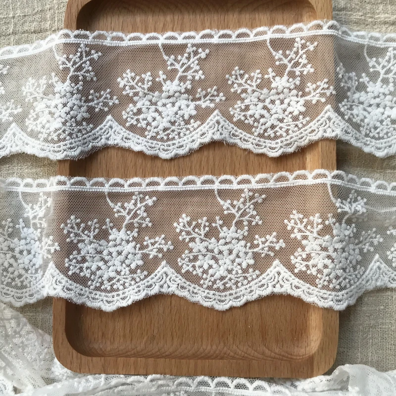 New 2yard/Lot 6.5cm wide Snowflake Cotton/Rayon Material Embroidered ...