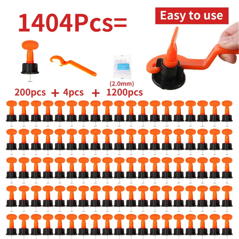 1404Pcs Floor Tile Leveling System Clips Leveler Adjuster Kit Set for ...