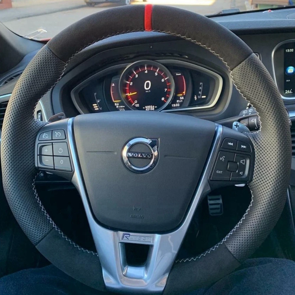 DIY-Car-Steering-Wheel-Cover-Wrap-Anti-Slip-Suede-Genuine-Leather ...