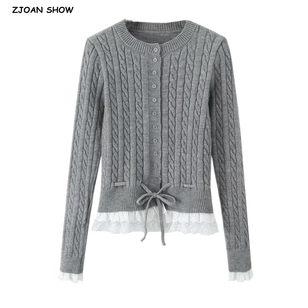 New 2025 Autumn O neck Buttons Through Pointelle Twist Knitted Cardigan ...