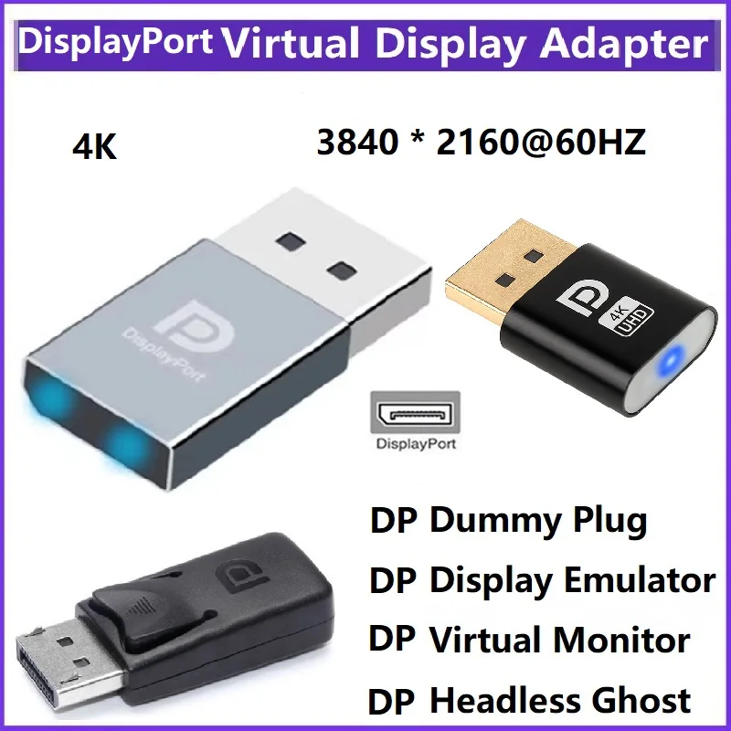 4K-DP-Dummy-Plug-Display-Emulator-Displayport-Virtual-Monitor-Headless ...