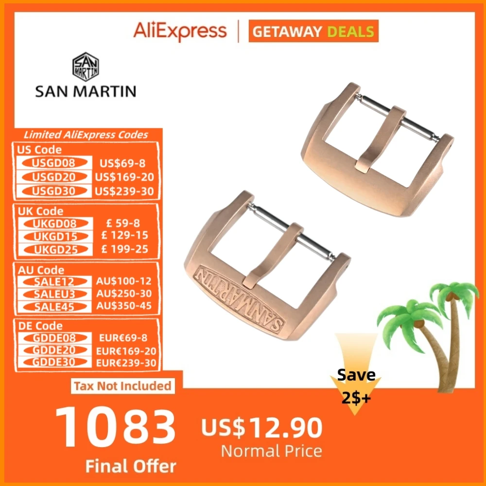 San-Martin-Logo-Bronze-Pin-Buckles-18mm-Watch-Clasp-20mm-For-Strap ...