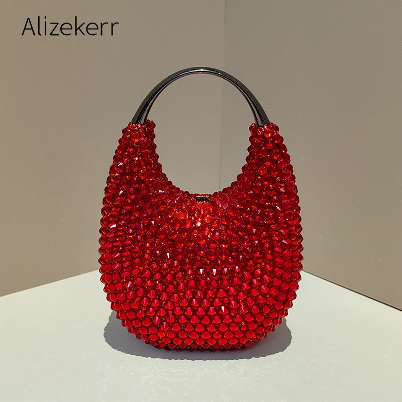 Alizekerr Oval Shaped Diamond Evening Bags Women Gorgeous Rhinestone ...