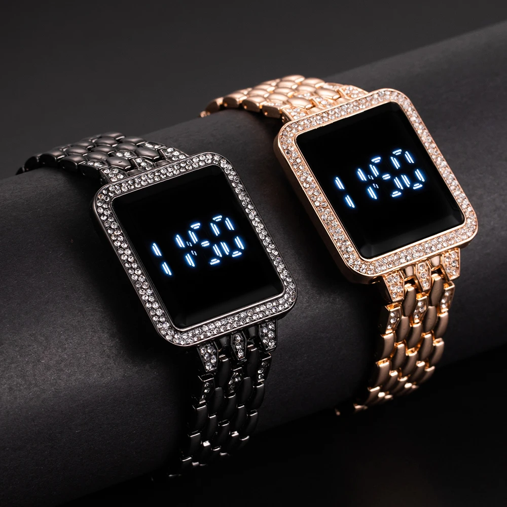 Luxury-Rhinestone-Digital-Watch-for-Women-Simple-Touch-Screen-LED-Watch ...