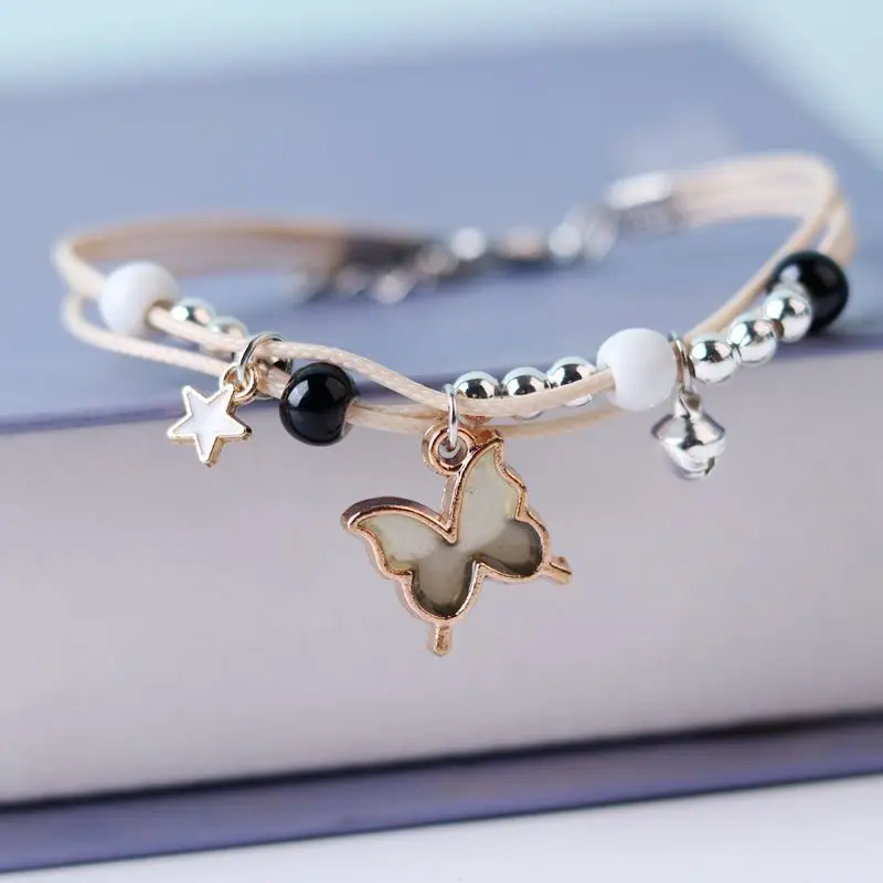 Fashion Sweet Cute Butterfly Charm Bracelet Handmade Simple Adjustable ...