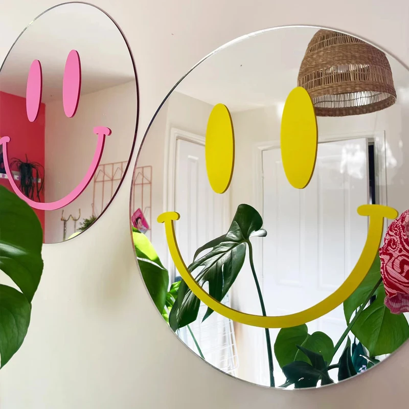 Happy Smile Mirror Acrylic Large Flower Colorful Mirror Living Room ...