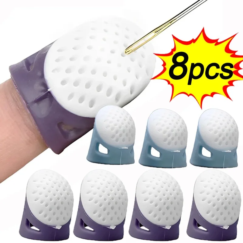 8-1PCS-Thimbles-Anti-slip-Finger-Cover-Silicone-Sewing-Finger-Tips ...