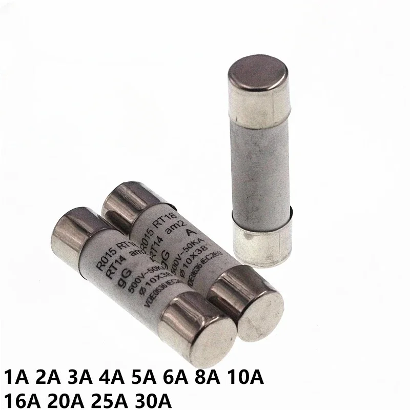 100PCS 10*38 Fast Blow Ceramic Fuse 10X38MM Fuse 380V 500V 0.5A 1A 2A ...