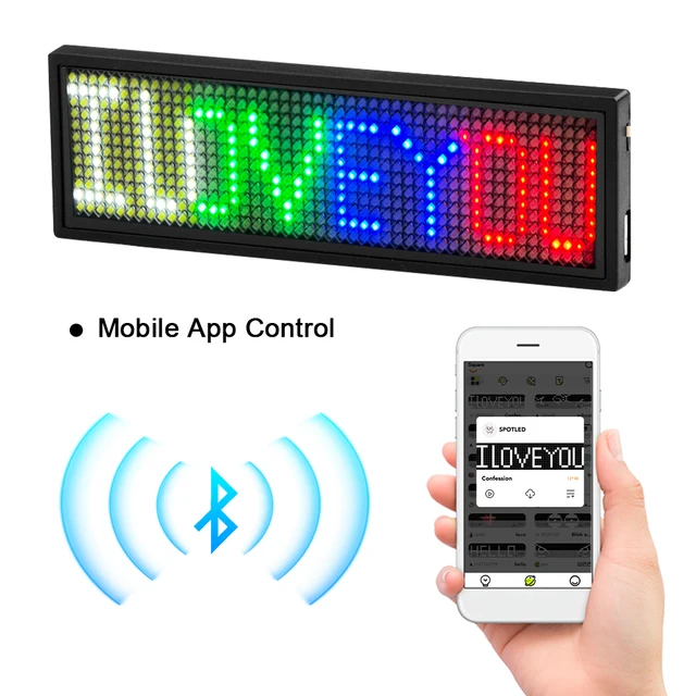 LED Display Name Badge DIY Programmable Scrolling Message Board APP ...