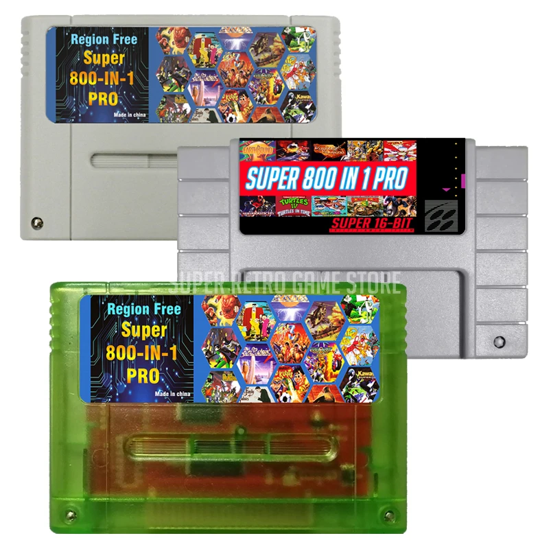 Super 800 in 1 Pro Remix Game Card for SNES 16 Bit Video Game Console ...