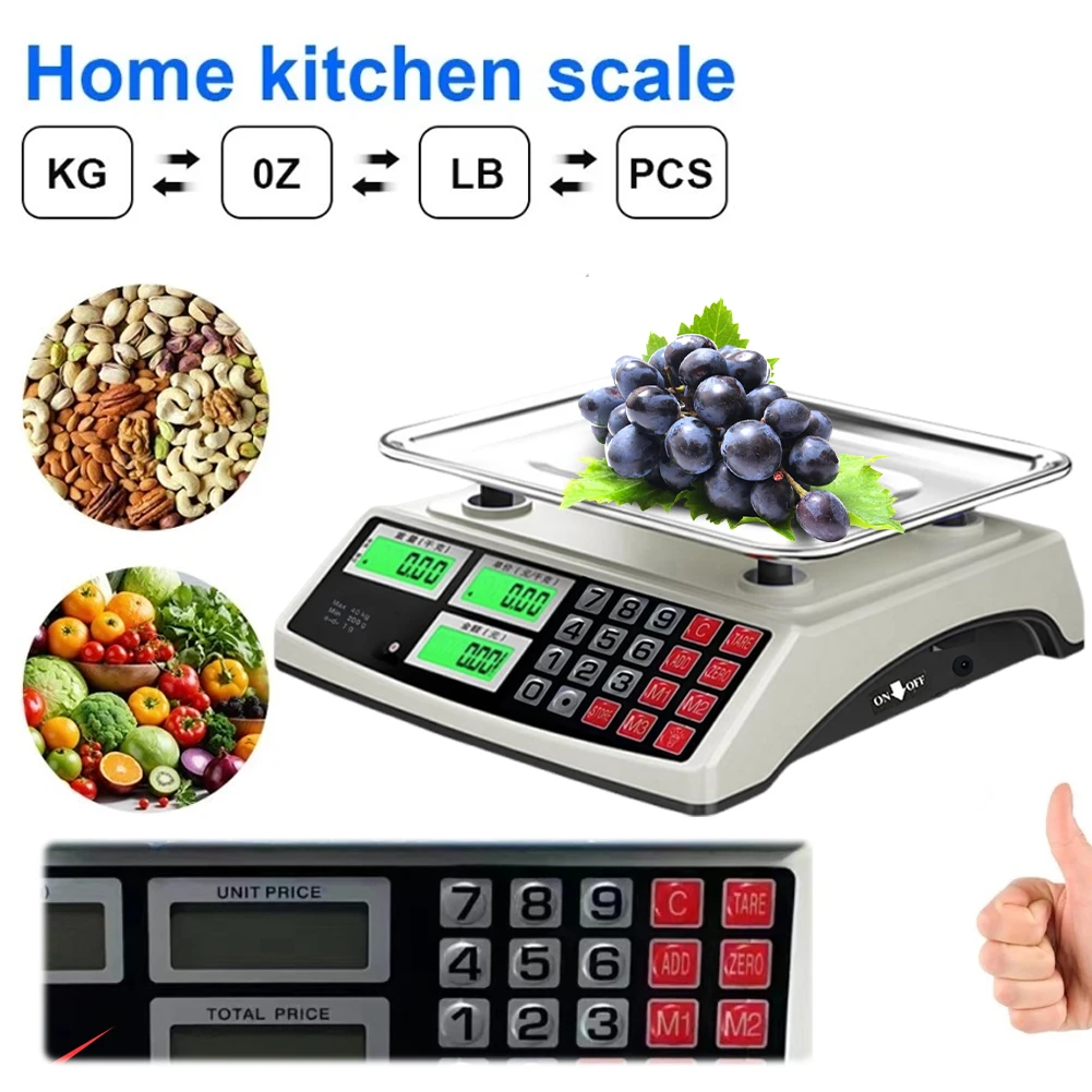 40kg/1g Price Computing Scale with Stainless Steel Plate Electronic ...