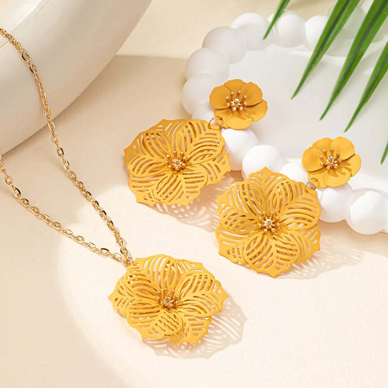 Simple-Elegant-Necklace-Earring-Jewelry-Set-for-Women-Wedding-Fashion ...