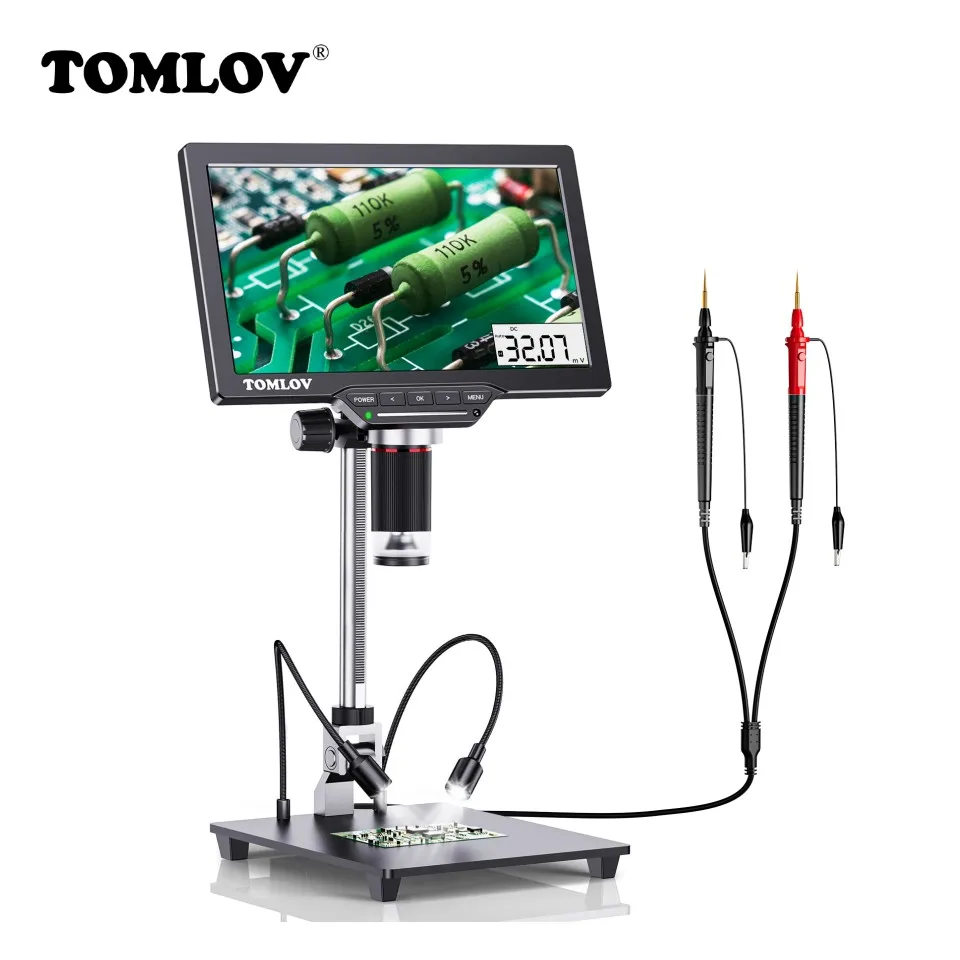 TOMLOV DM201M Digital Microscope with Multimeter Soldering HDMI USB ...