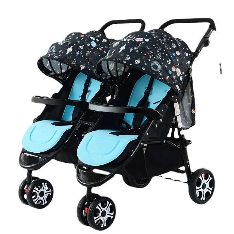 Baby Double Stroller Folding Baby Carriage for Twins Newborn Pram Twin ...