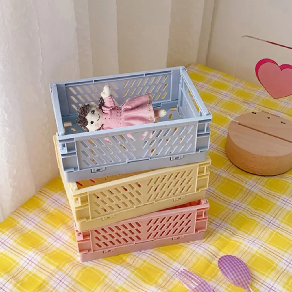 NEW-Mini-Folding-Plastic-Storage-Box-Student-Desktop-Organizing-Storage ...