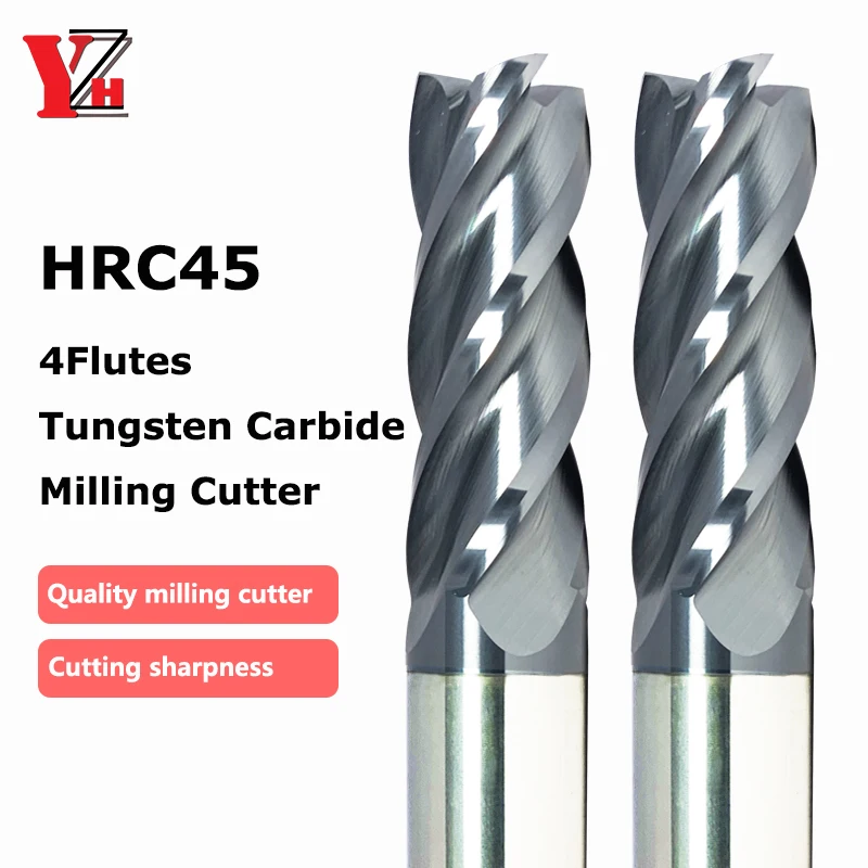Carbide End Mill HRC45 4 Flutes CNC Tungsten Machine Cutter Tools ...
