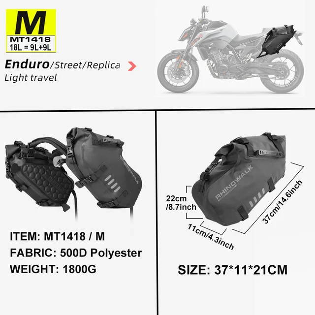Rhinowalk Motorcycle Side Bag 100% Waterproof 18L/28L/48L Motorbike ...
