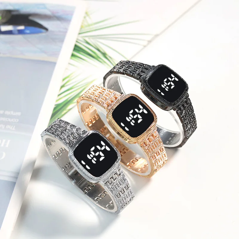 Led-Simple-Stainless-steel-strap-Watch-Ladies-Women-Fashion-Casual ...